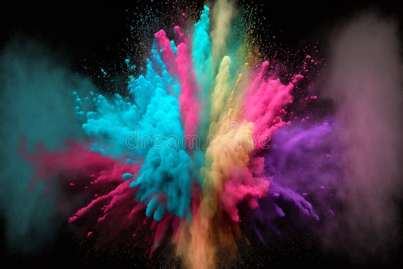 Explosive Color Powder Burst Rainbow Colors Dust Splash Concept. Ai ...