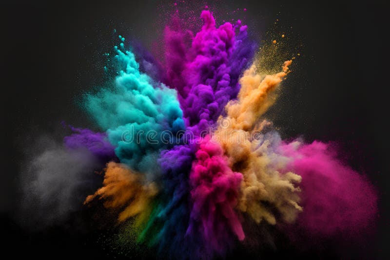Explosive Color Powder Burst Rainbow Colors Dust Splash Concept. Ai ...