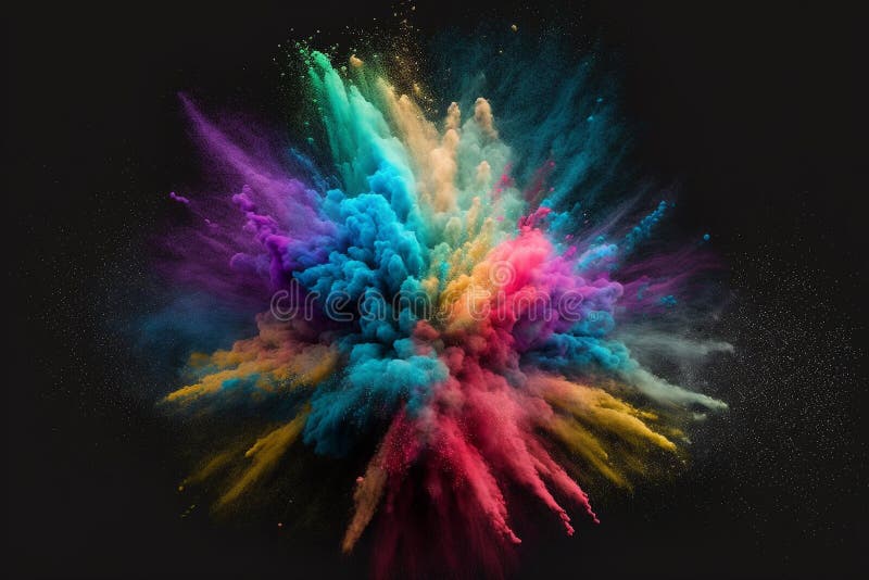 Explosive Color Powder Burst Rainbow Colors Dust Splash Concept. Ai ...
