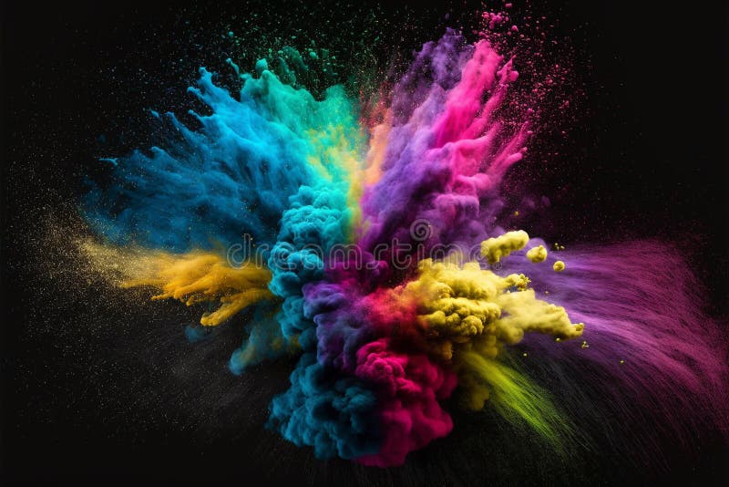 Explosive Color Powder Burst Rainbow Colors Dust Splash Concept. Ai ...