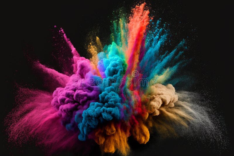 Explosive Color Powder Burst Rainbow Colors Dust Splash Concept. Ai ...