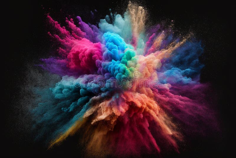 Explosive Color Powder Burst Rainbow Colors Dust Splash Concept. Ai ...