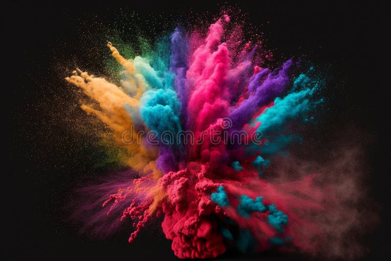 Explosive Color Powder Burst Rainbow Colors Dust Splash Concept. Ai ...