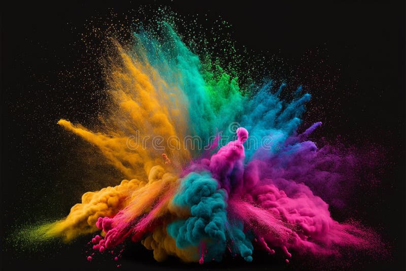 Explosive Color Powder Burst Rainbow Colors Dust Splash Concept. Ai ...