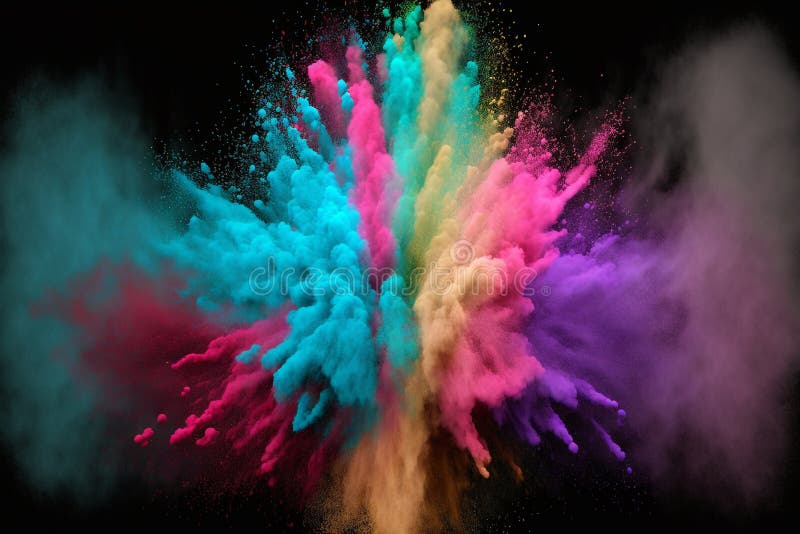 Explosive Color Powder Burst Rainbow Colors Dust Splash Concept. Ai ...
