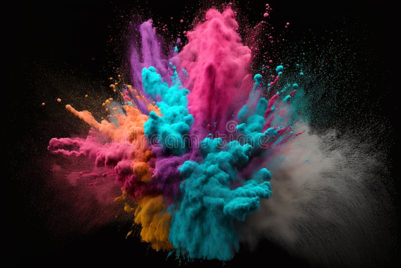 Explosive Color Powder Burst Rainbow Colors Dust Splash Concept. Ai ...