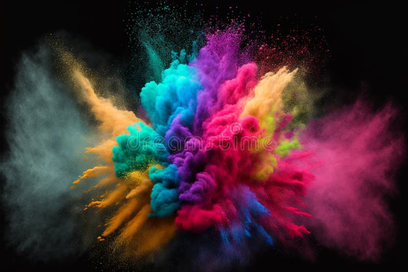 Explosive Color Powder Burst Rainbow Colors Dust Splash Concept. Ai ...