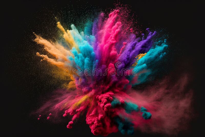 Explosive Color Powder Burst Rainbow Colors Dust Splash Concept. Ai ...
