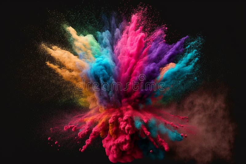 Explosive Color Powder Burst Rainbow Colors Dust Splash Concept. Ai ...
