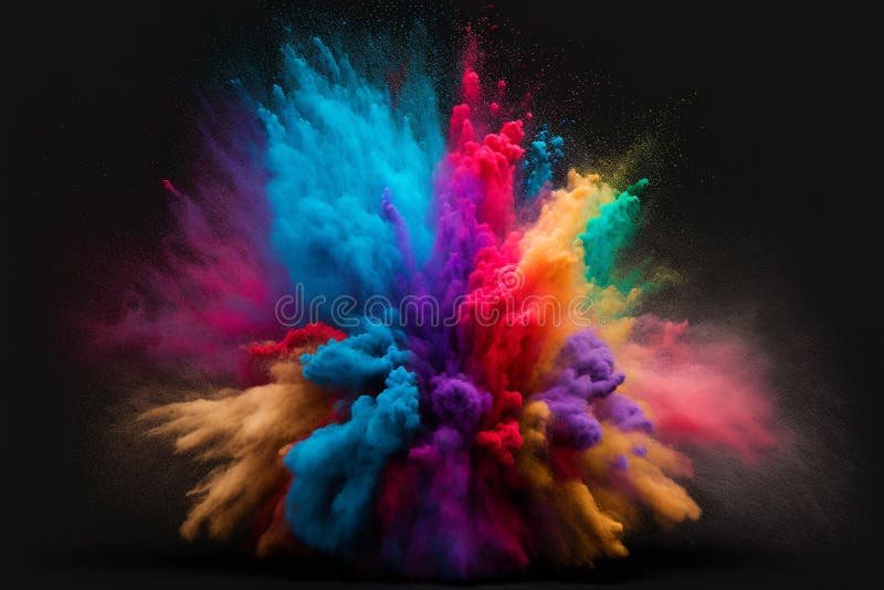 Explosive Color Powder Burst Rainbow Colors Dust Splash Concept. Ai ...