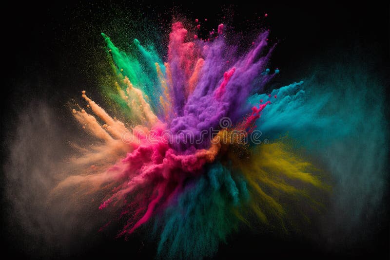 Explosive Color Powder Burst Rainbow Colors Dust Splash Concept. Ai ...