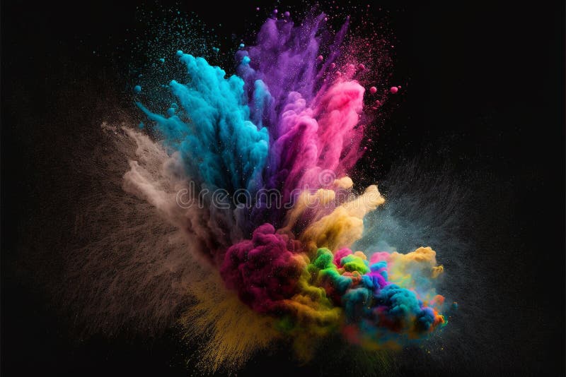 Explosive Color Powder Burst Rainbow Colors Dust Splash Concept. Ai ...