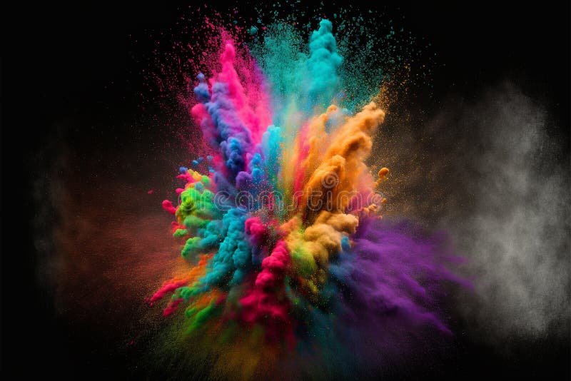 Explosive Color Powder Burst Rainbow Colors Dust Splash Concept. Ai ...