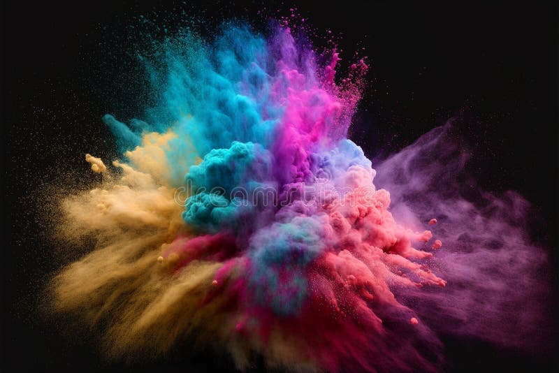 Explosive Color Powder Burst Rainbow Colors Dust Splash Concept. Ai ...