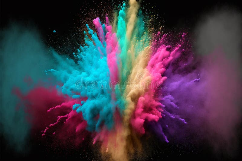 Explosive Color Powder Burst Rainbow Colors Dust Splash Concept. Ai ...