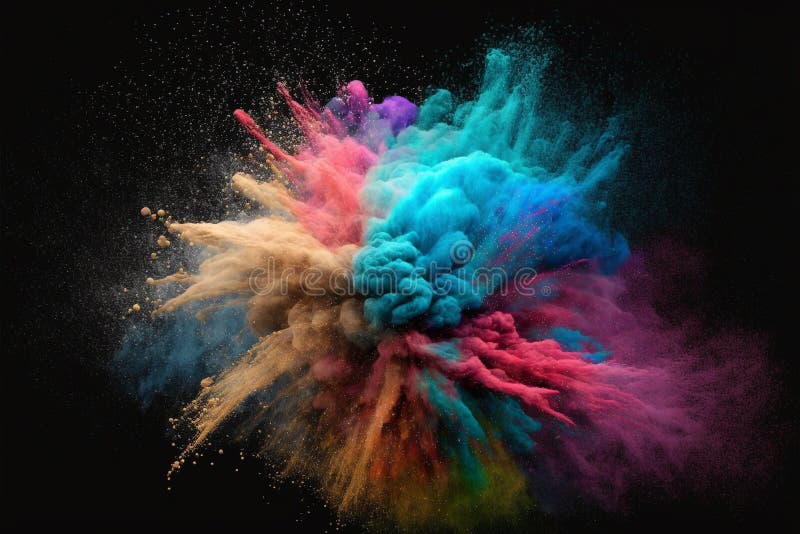 Explosive Color Powder Burst Rainbow Colors Dust Splash Concept. Ai ...