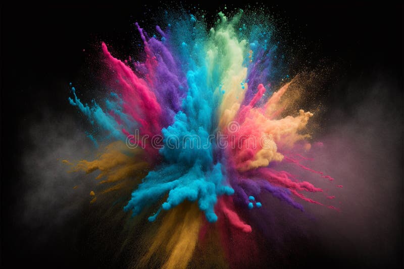 Explosive Color Powder Burst Rainbow Colors Dust Splash Concept. Ai ...
