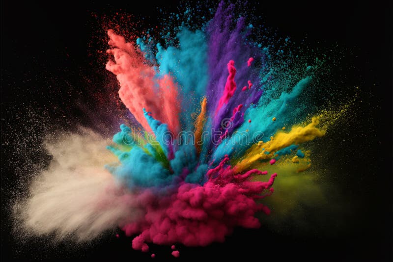 Explosive Color Powder Burst Rainbow Colors Dust Splash Concept. Ai ...