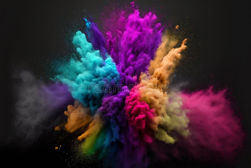 Explosive Color Powder Burst Rainbow Colors Dust Splash Concept. Ai ...