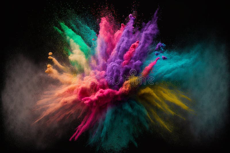 Explosive Color Powder Burst Rainbow Colors Dust Splash Concept. Ai ...