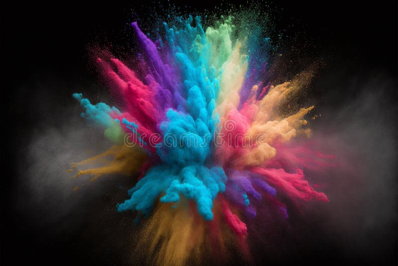 Explosive Color Powder Burst Rainbow Colors Dust Splash Concept. Ai ...