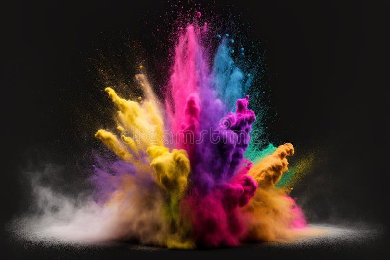 Explosive Color Powder Burst Rainbow Colors Dust Splash Concept. Ai ...