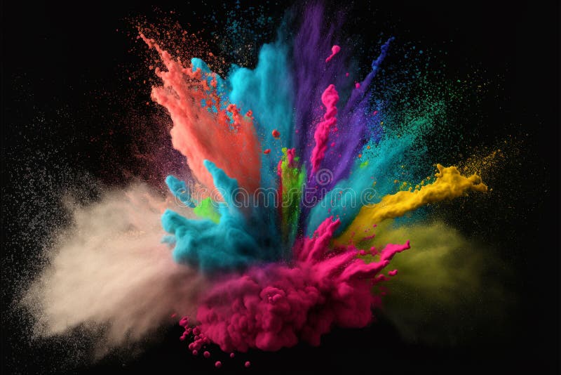 Explosive Color Powder Burst Rainbow Colors Dust Splash Concept. Ai ...