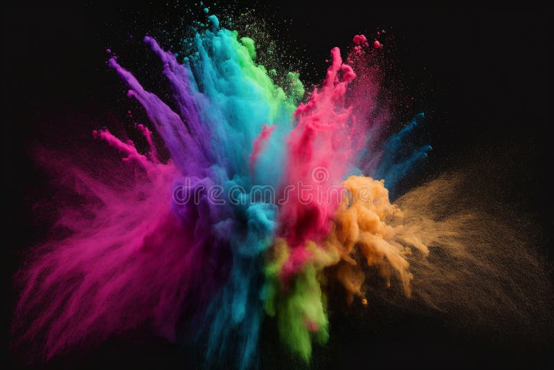 Explosive Color Powder Burst Rainbow Colors Dust Splash Concept. Ai ...