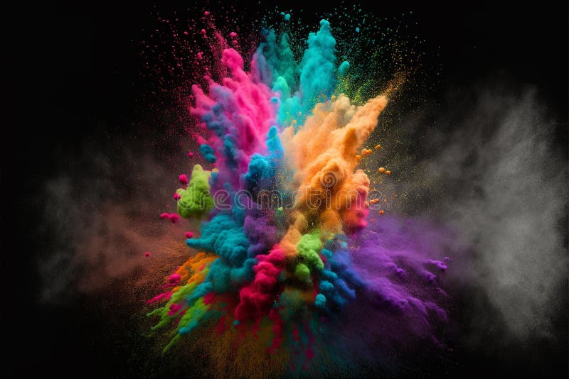 Explosive Color Powder Burst Rainbow Colors Dust Splash Concept. Ai ...