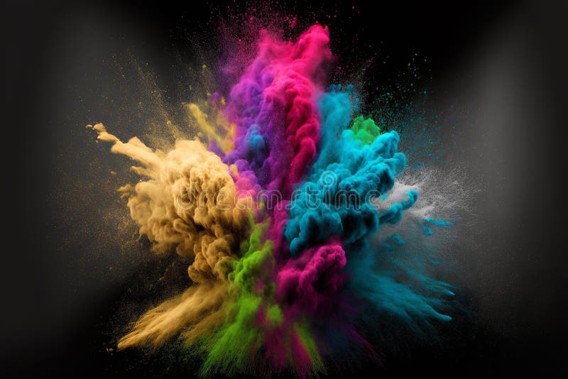 Explosive Color Powder Burst Rainbow Colors Dust Splash Concept. Ai ...
