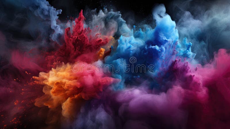 Explosive Colored Powder Captured in a Closeup, Creating an Abstract ...