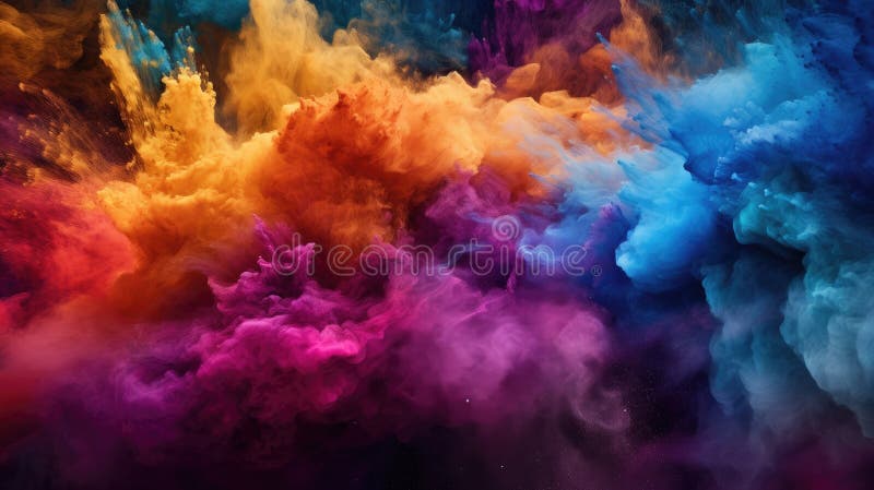 Explosive Colored Powder Captured in a Closeup, Creating an Abstract ...