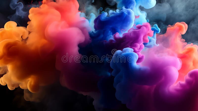 Explosive Colored Powder Captured in a Closeup, Creating an Abstract ...