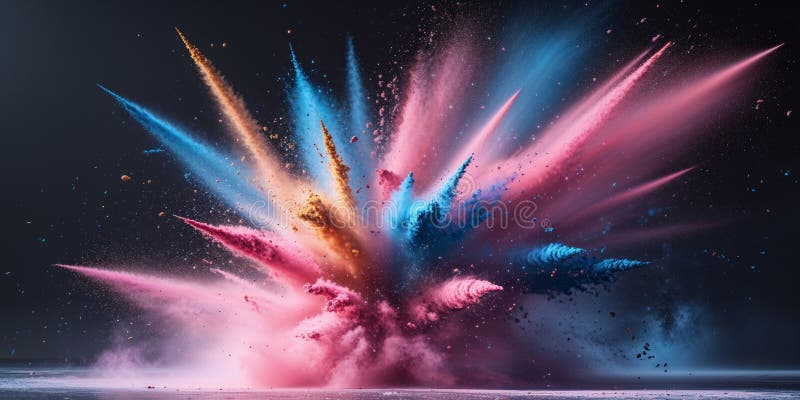 Explosive Colorful Powder Burst in Motion on Dark Background. Stock ...