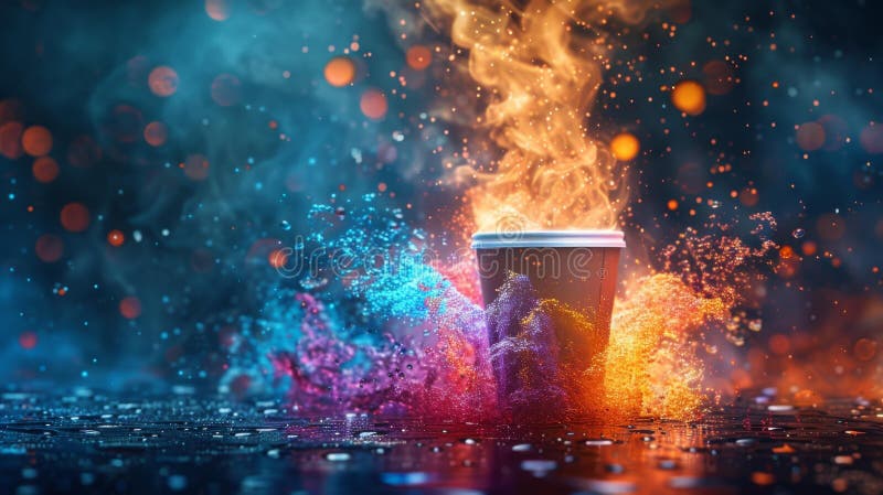 Explosive Colors in Coffee Cup - Generative Ai Stock Illustration ...