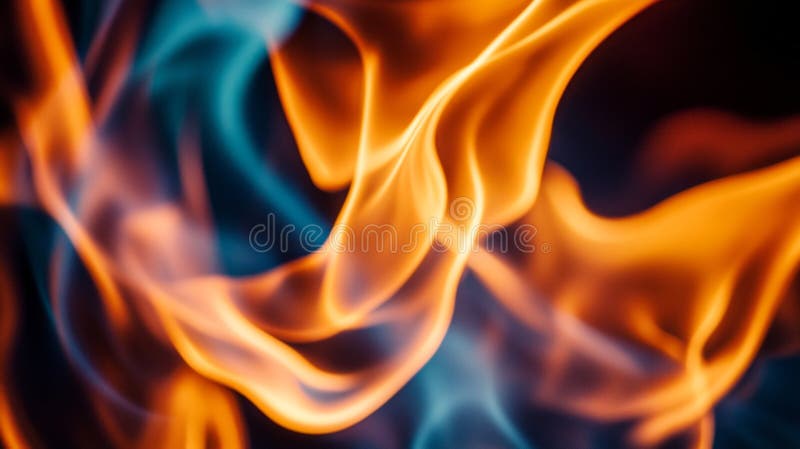 Dynamic Flow of Flames in Vibrant Orange and Blue Hues. this Stunning ...