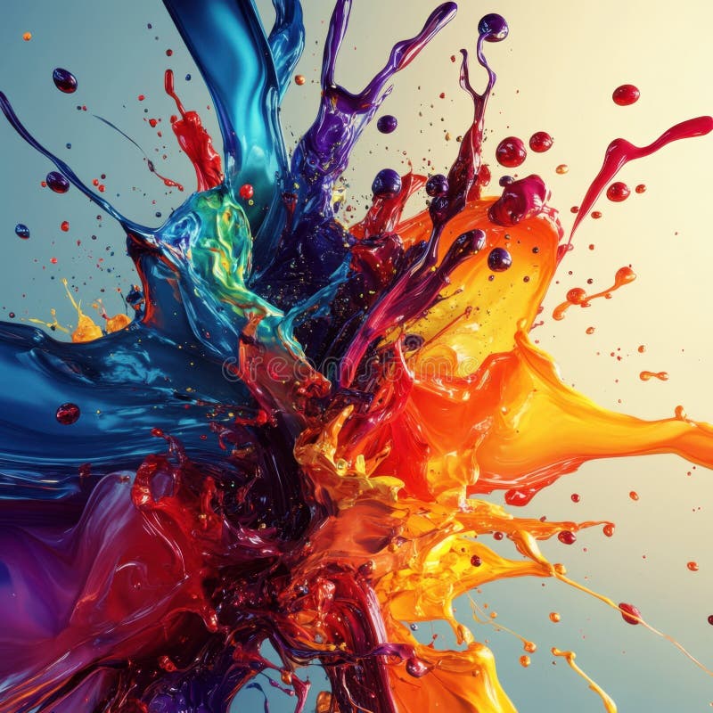 Explosive Colors: a Vibrant Abstract Painting Stock Illustration ...