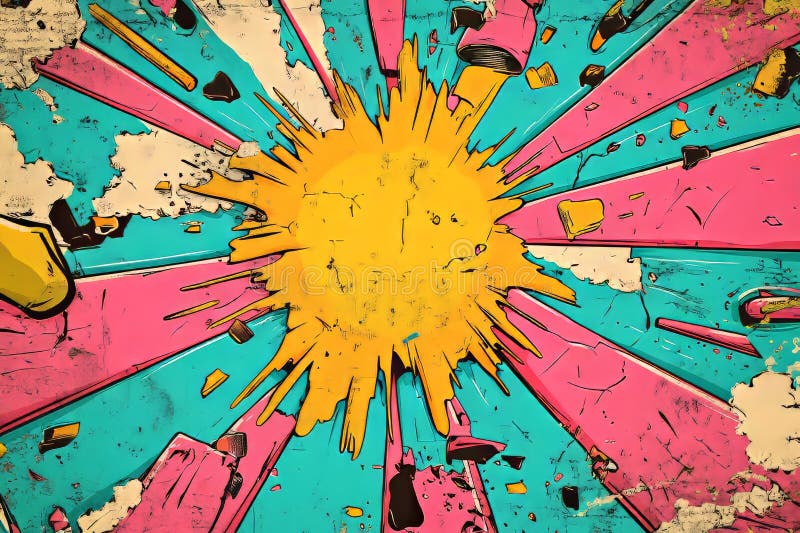 An Explosive Comic Book Illustration Bursting with Energy, Set Against ...