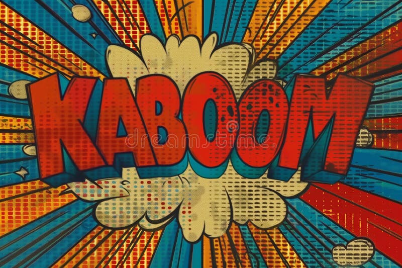 Explosive Comic Book Panel with Bold Red Kaboom Text and Dynamic Pop ...