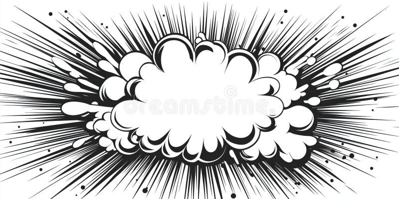 Explosive Comic Book Style Black and White Illustration with Dynamic ...