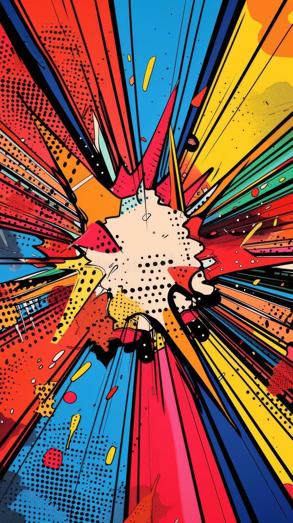 Explosive Comic Book Style Pop Art with Vibrant Colors and Dynamic ...