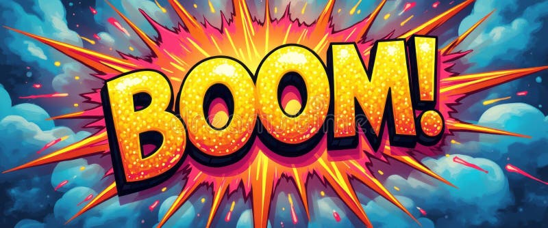 Explosive Comic-style BOOM Graphic Bursting with Vibrant Colors Stock ...