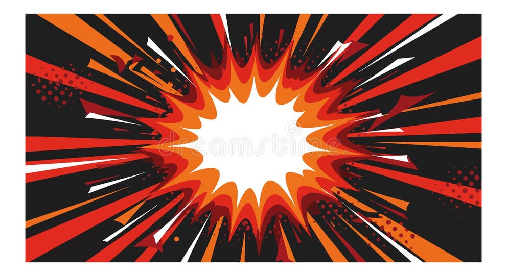 Explosive Comic Style Burst Background with Red Orange and Black Colors ...