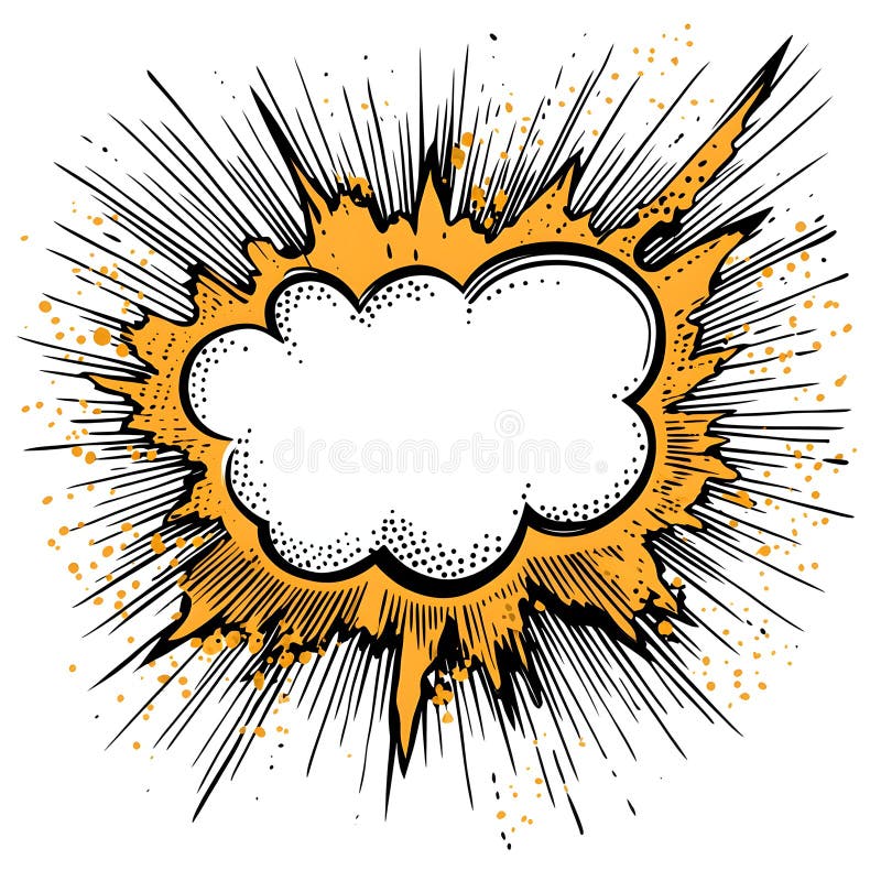 Explosive Comic Style Cloud with Burst Lines and Yellow Accents Stock ...