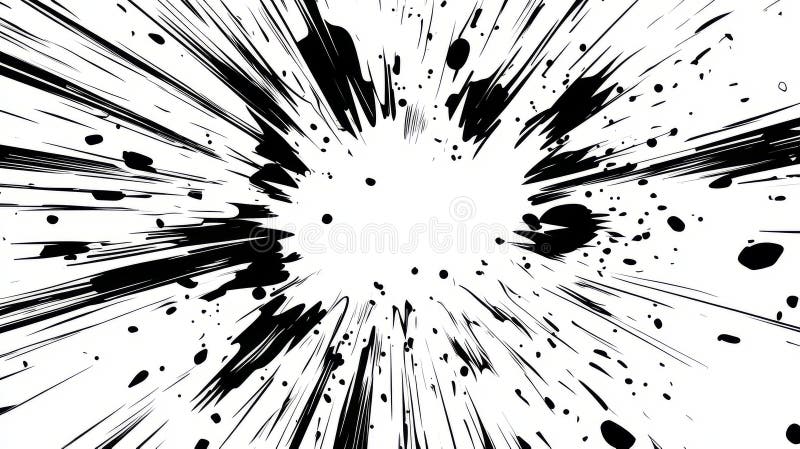 Explosive Comic Style Effect with Dynamic Black Splashes and Lines ...