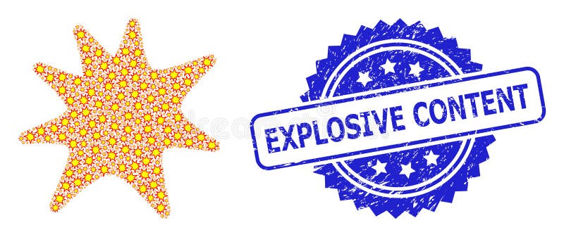 Grunge Explosive Content Stamp and Recursive Exploding Boom Icon ...