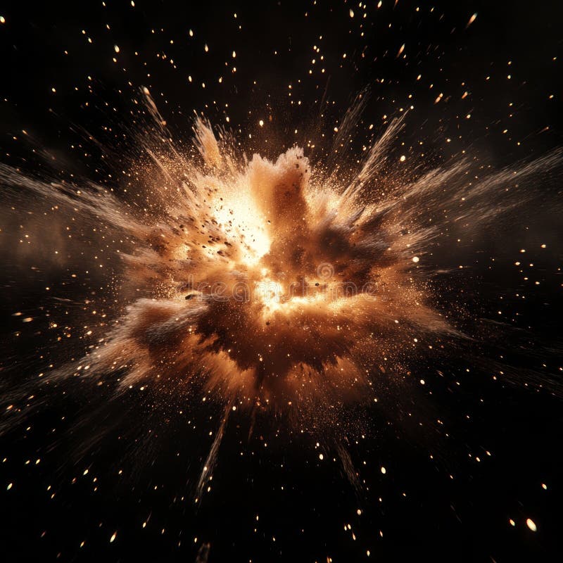 Explosive Cosmic Burst of Fiery Particles in Space Stock Photo - Image ...