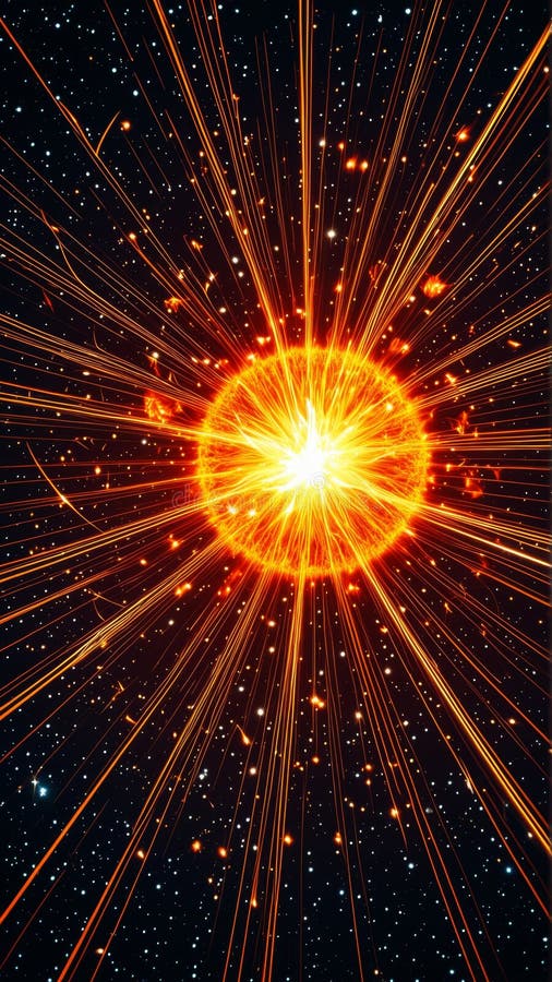 Explosive Cosmic Burst: Radiant Star Explosion with Fiery Trails in ...