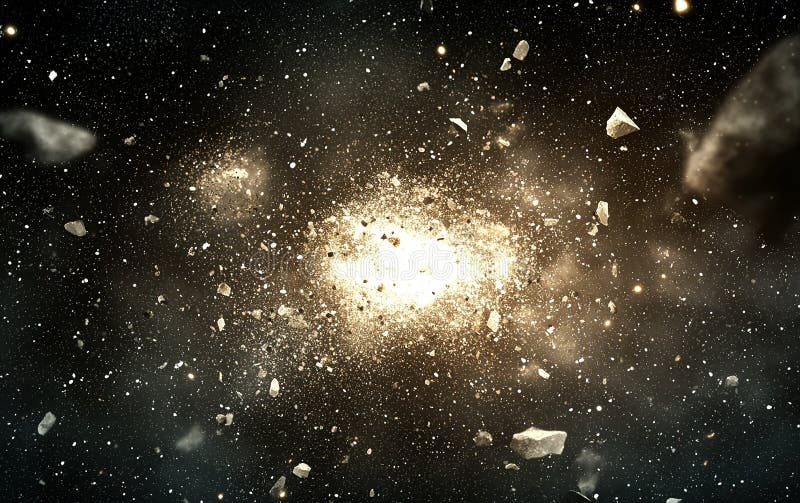 Explosive Cosmic Event in Deep Space with Debris and Bright Glow ...