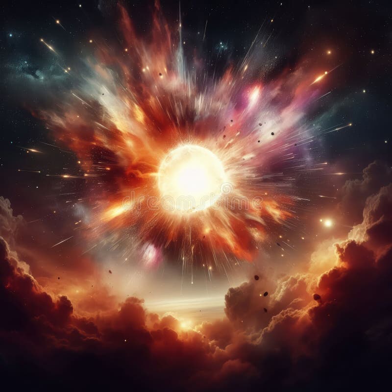 Explosive Cosmic Event Displaying Vibrant Colors and Dynamic Motion in ...